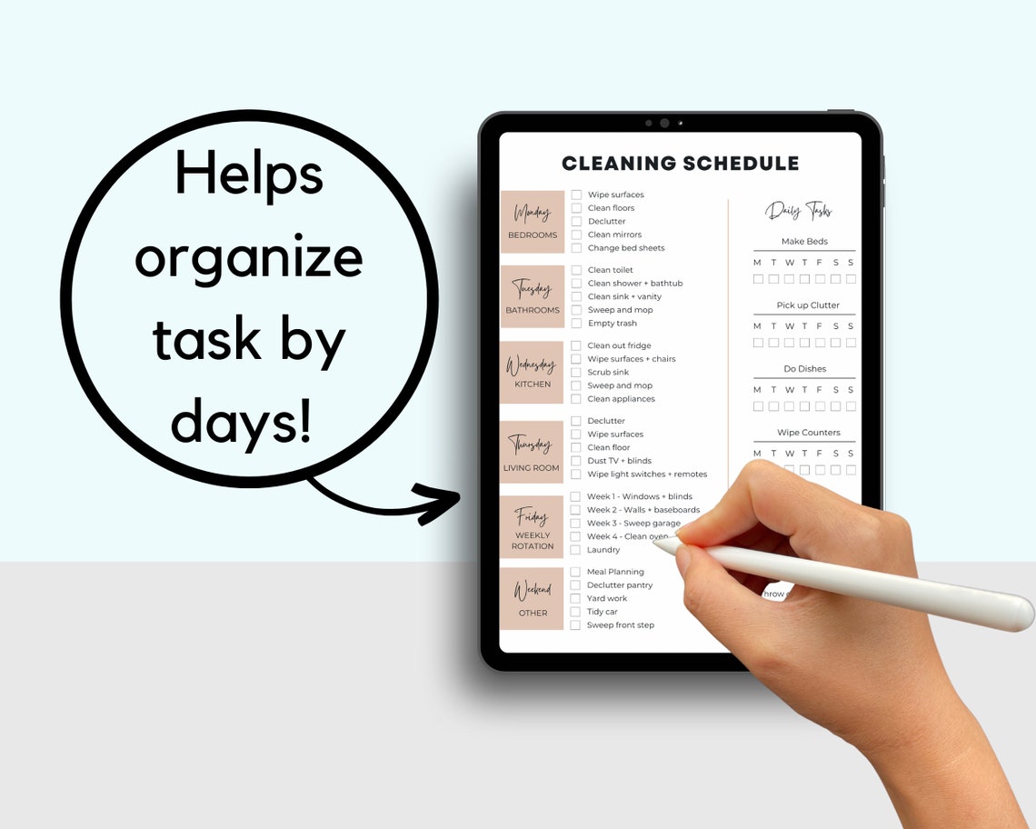 Cleaning Checklist for Goodnotes Goodnotes Cleaning List ADHD Cleaning ...