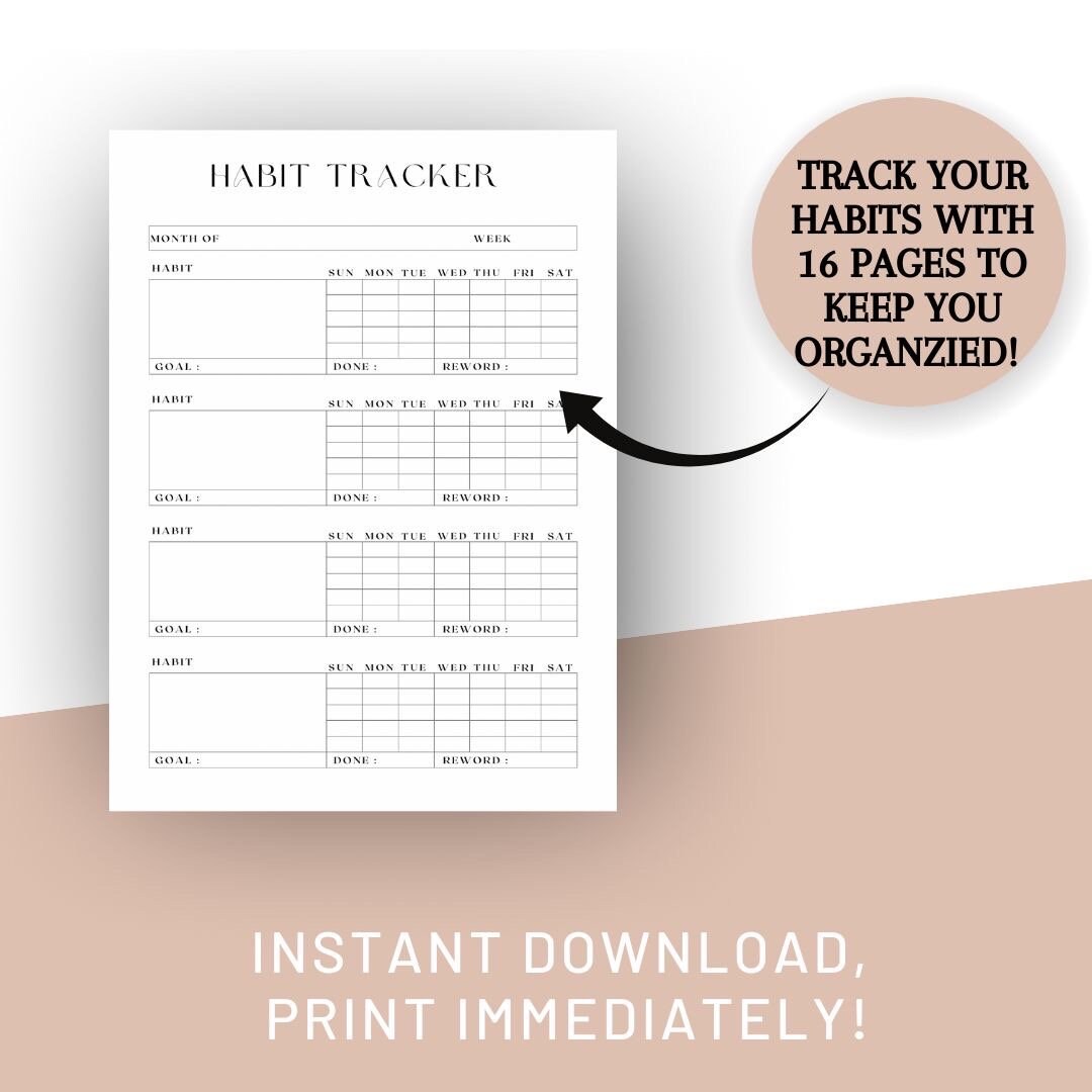 ADHD Habit Building Tracker Daily Routine Goal Setting Productivity ...