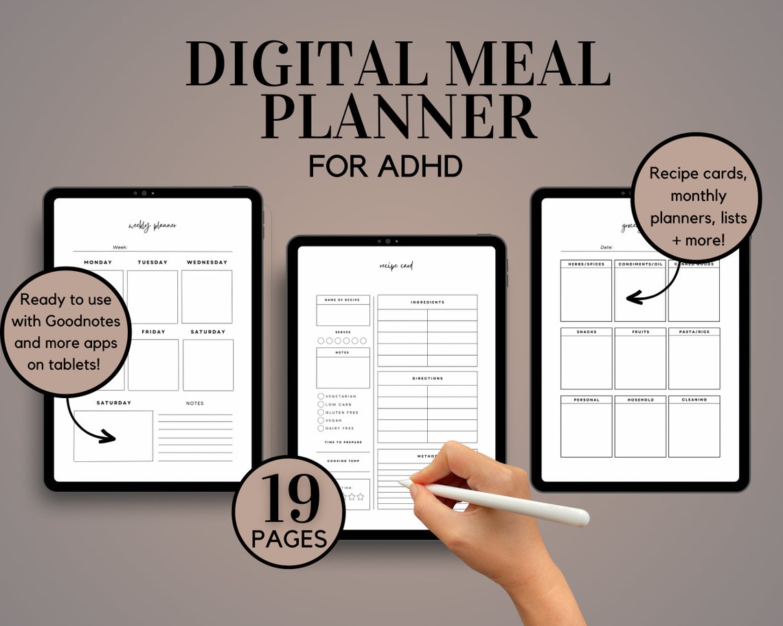ADHD Meal Planner | Meal Organizer for Busy Parents Moms Students ...