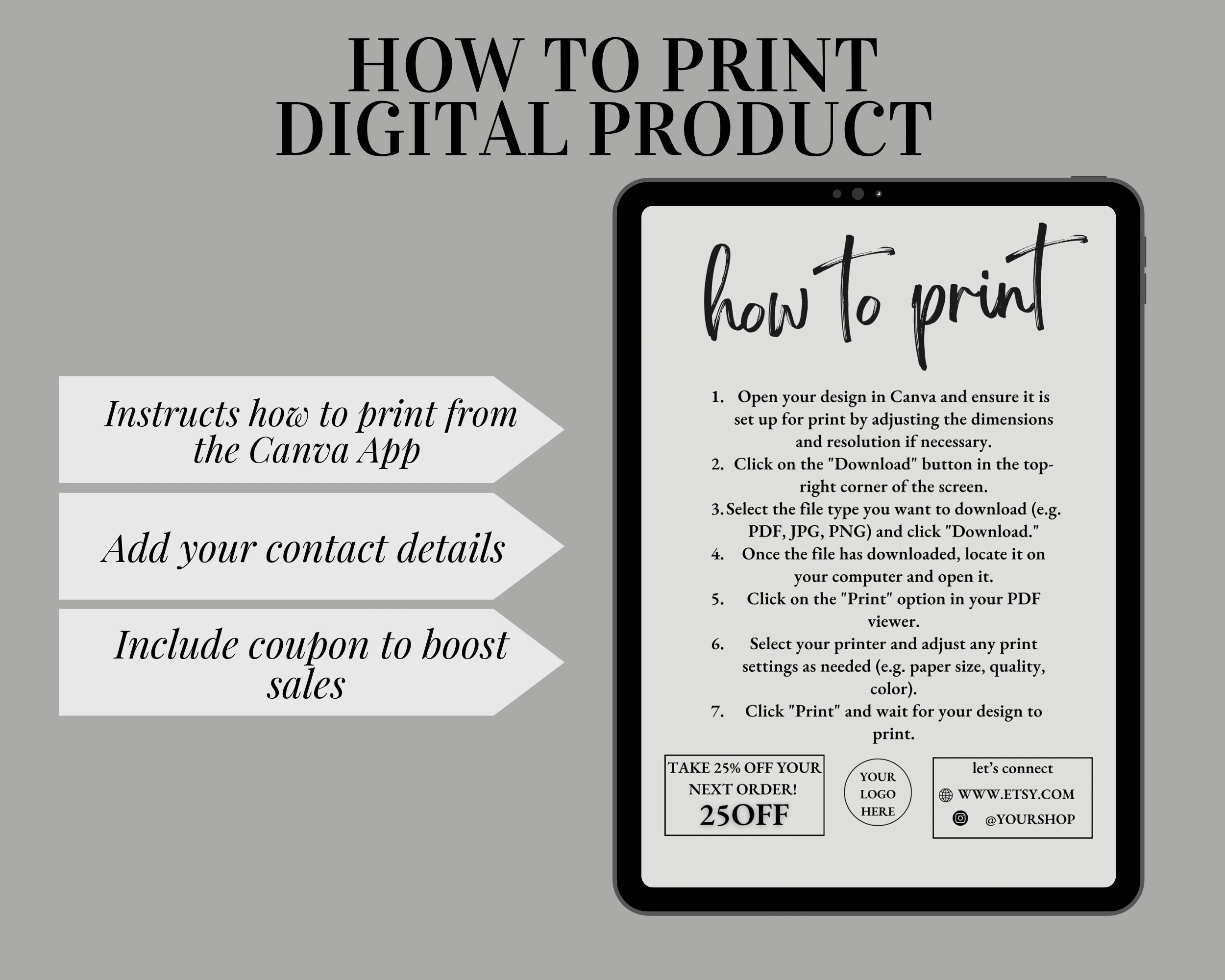 Etsy Digital Product Templates, Thank You Note for Digital Downloads ...