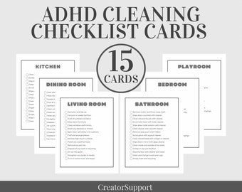 ADHD Cleaning Checklist Cards | Deep Cleaning Cards | Spring Cleaning ...