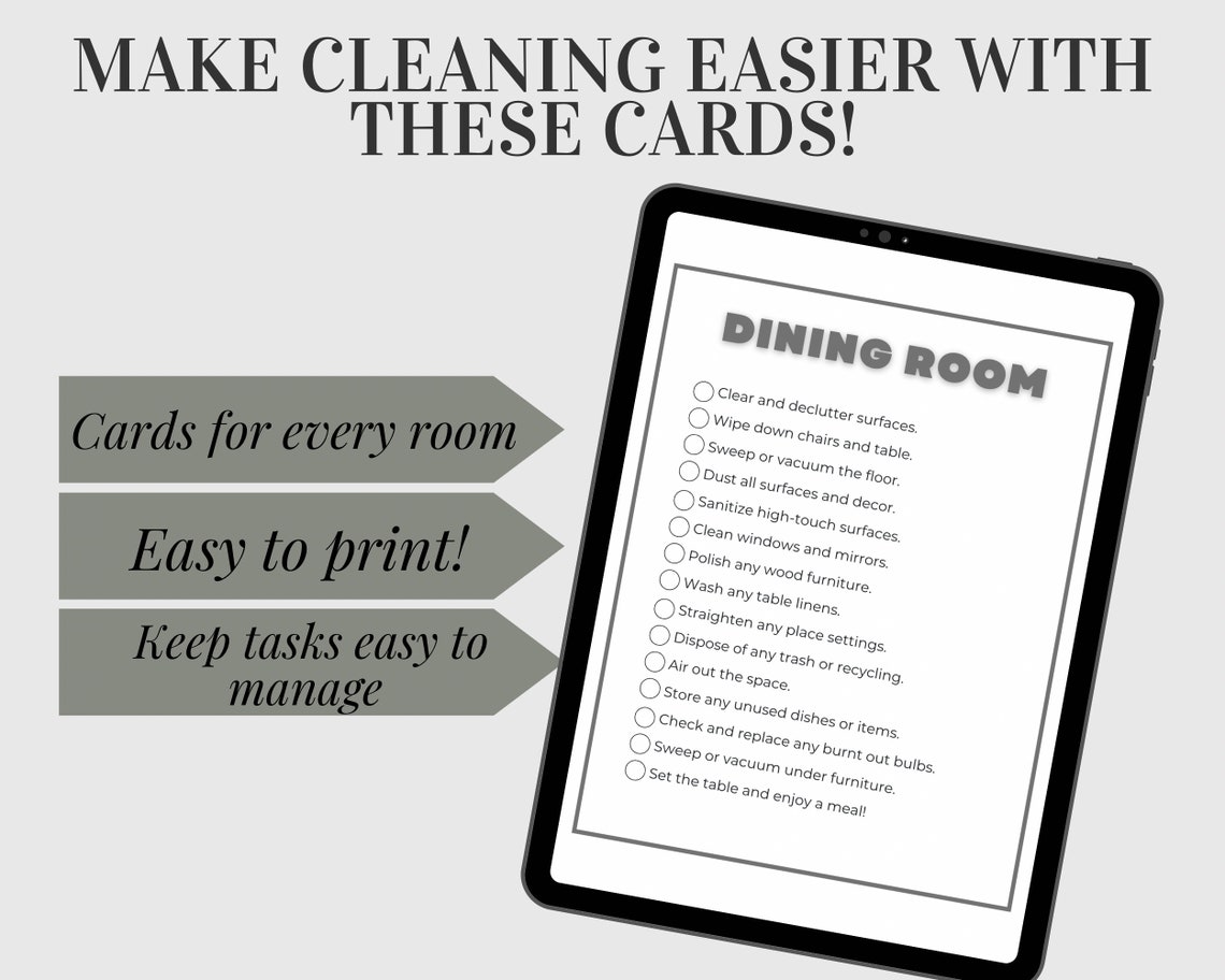 ADHD Cleaning Checklist Cards | Deep Cleaning Cards | Spring Cleaning ...