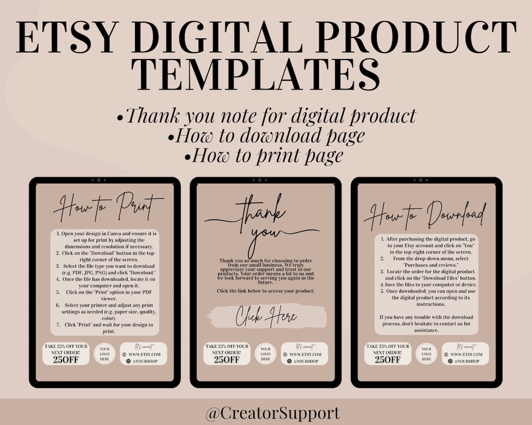 Etsy Digital Product Templates, Thank You Note for Digital Downloads ... Etsy Digital Product Templates, Thank You Note for Digital Downloads ...