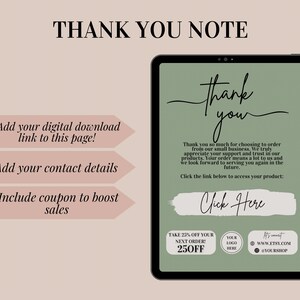 Etsy Digital Product Templates, Thank You Note for Digital Downloads ...
