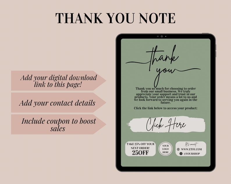 Etsy Digital Product Templates, Thank You Note for Digital Downloads ...