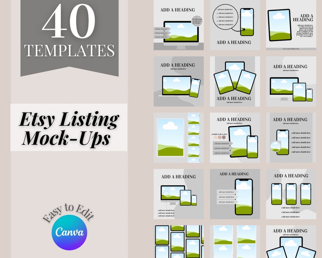 Digital Product Mock Ups for Etsy Listings, Canva Listing Mock-ups for ...