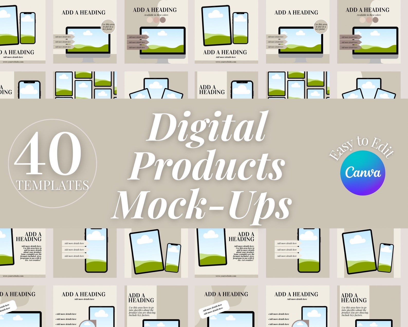 Digital Product Mock Ups for Etsy Listings, Canva Listing Mock-ups for ...