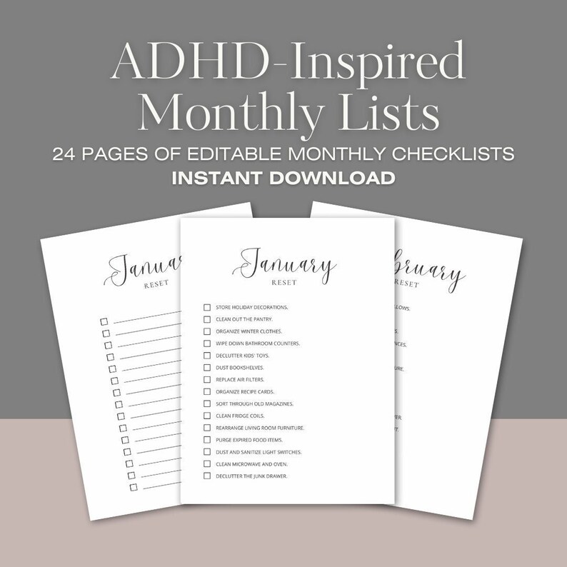ADHD Monthly Reset Cleaning Checklist | Month Reset Chores List ...
