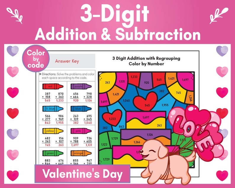 Actividades de Suma y Resta de 3 Dígitos con Reagrupación para - Etsy ...
