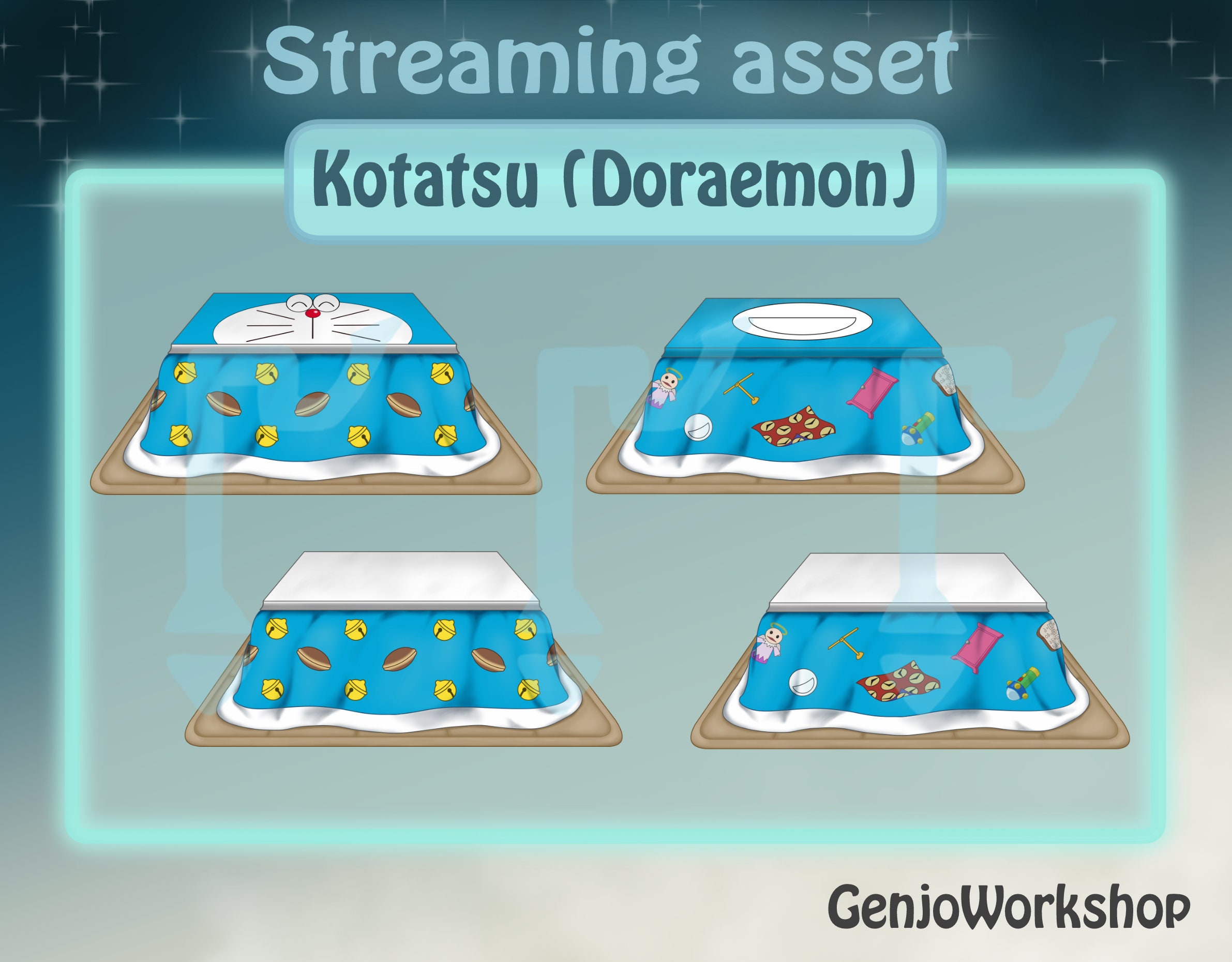 Kotatsu Table (doraemon-inspired Patterns) | Streaming and Vtuber Asset ...