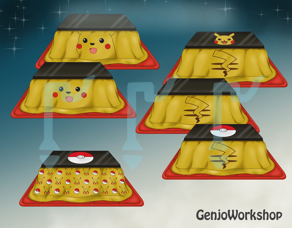 Kotatsu Table (pikachu-inspired Patterns) | Streaming and Vtuber Asset ...