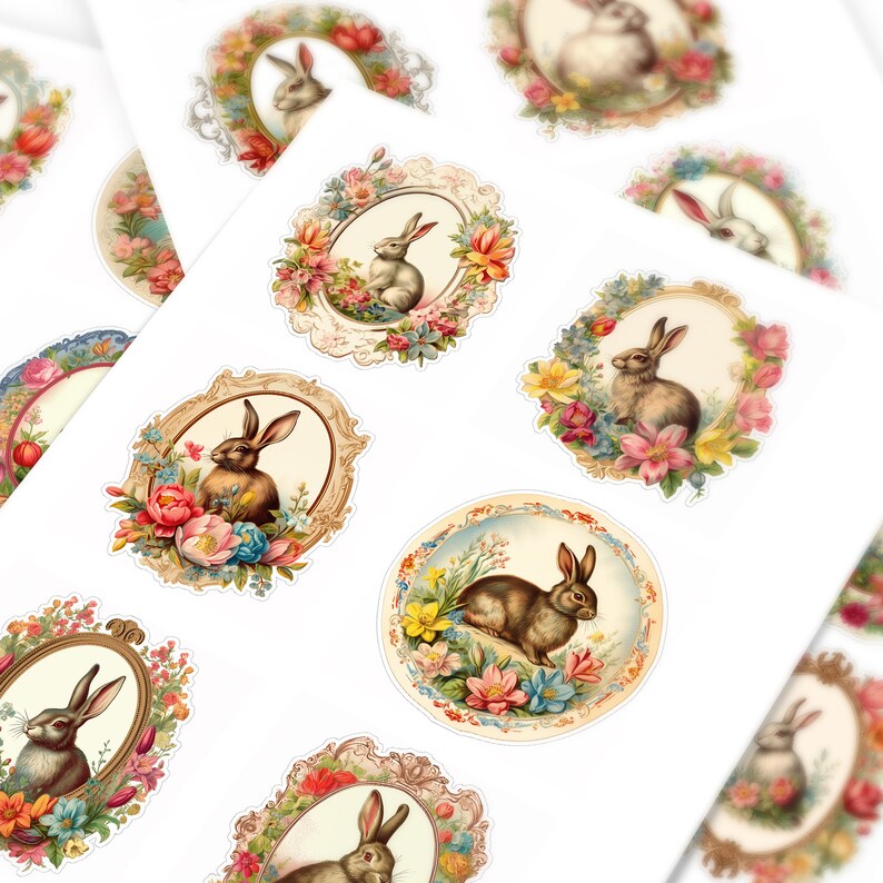 60 Fussy Cut Vintage Bunny Rabbit Labels Vintage Easter Bunny Junk ...