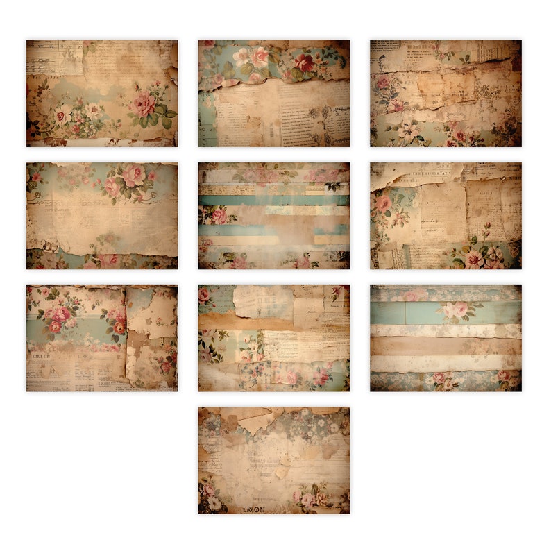 Vintage Grunge Shabby Chic Collage Junk Journal Pages - Etsy