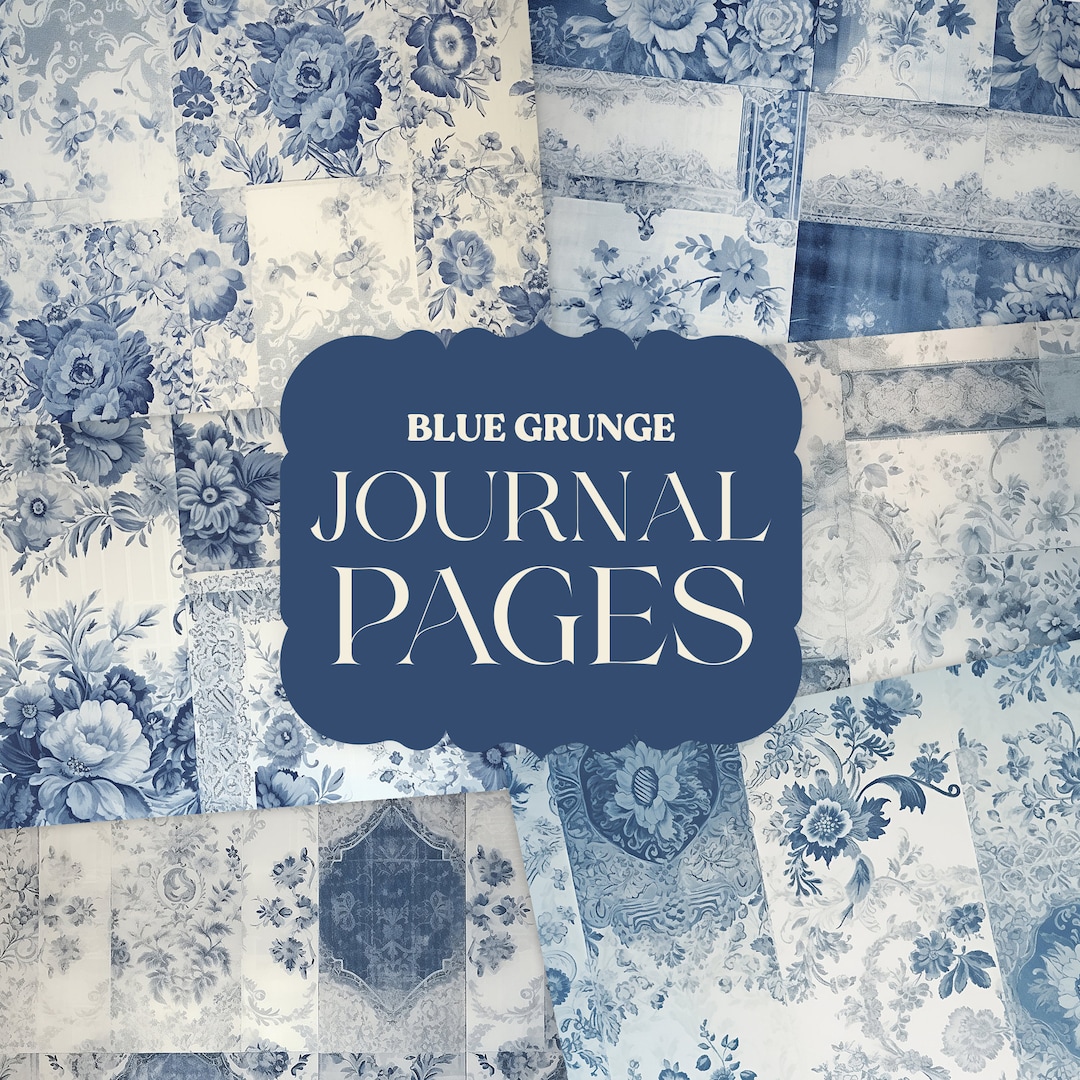 Victorian Blue Ornamental Junk Journal Pages Grunge Digital Papers ...