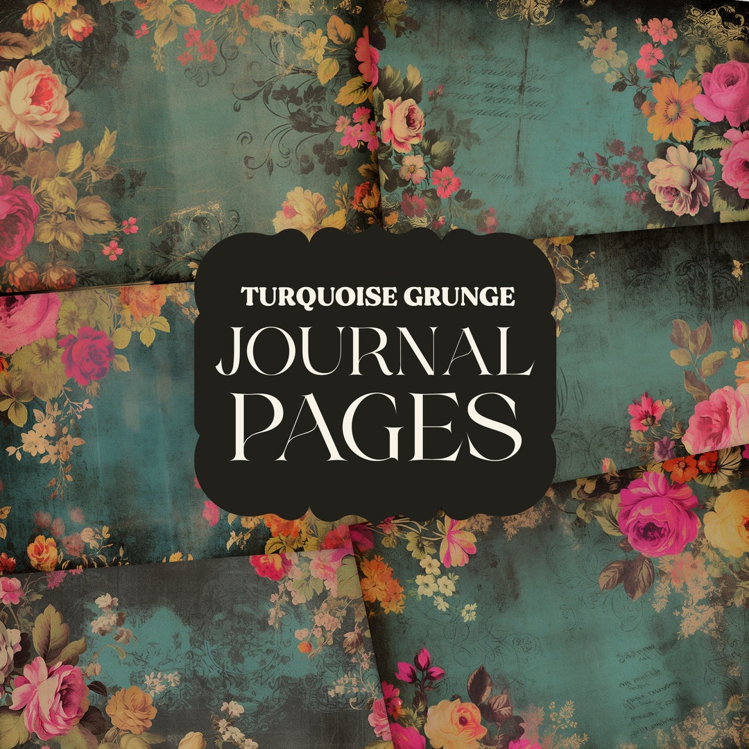 Turquoise Grunge Junk Journal Pages Digital Papers Gothic Ephemera Pack ...