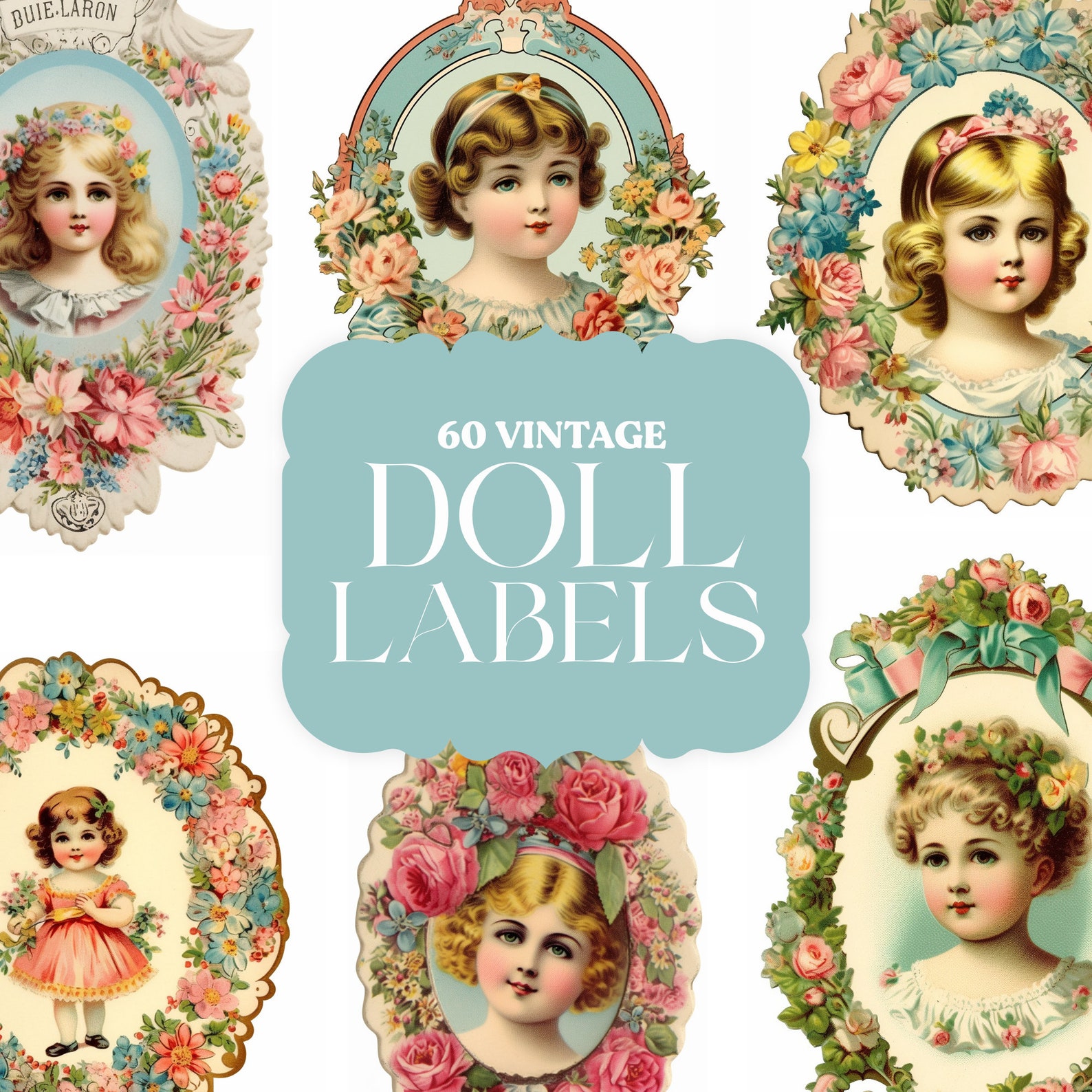 60 Fussy Cut Vintage Dolls Labels Vintage Junk Journal - Etsy