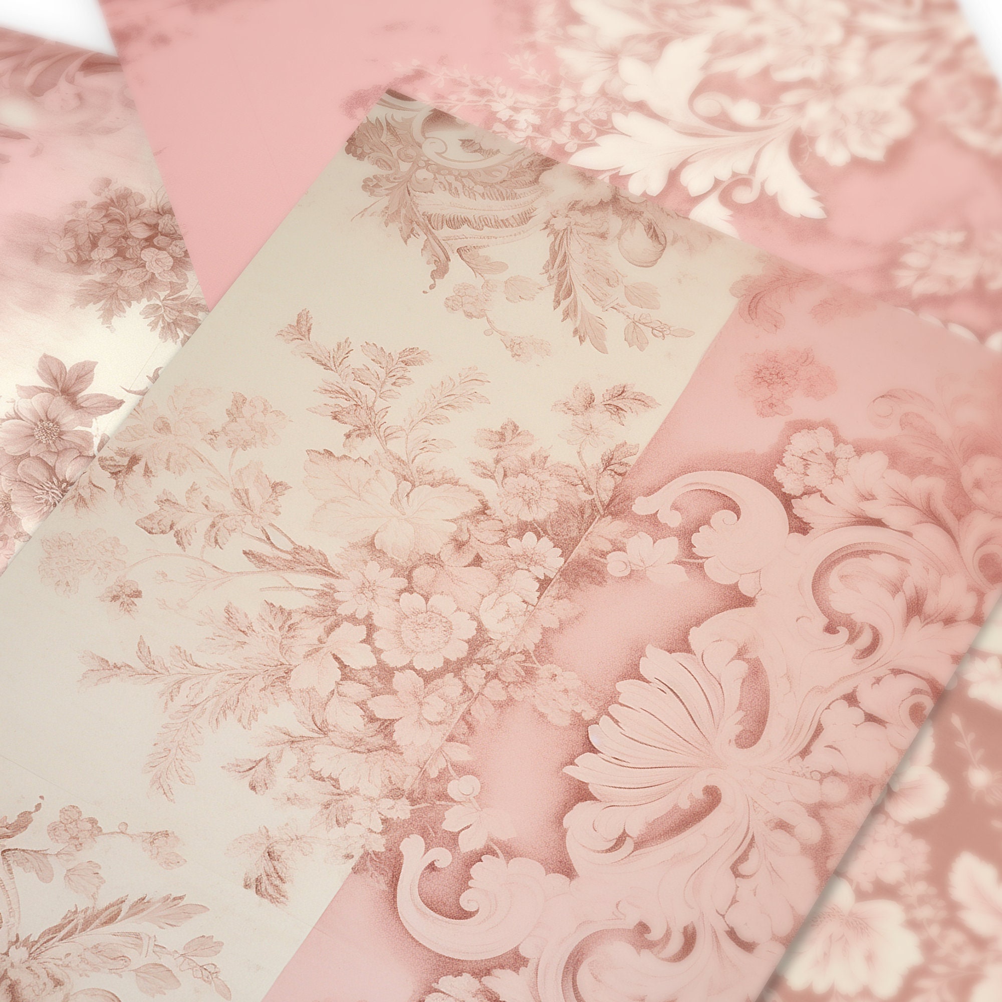 Victorian Pink Ornamental Junk Journal Pages Digital Papers Ephemera ...