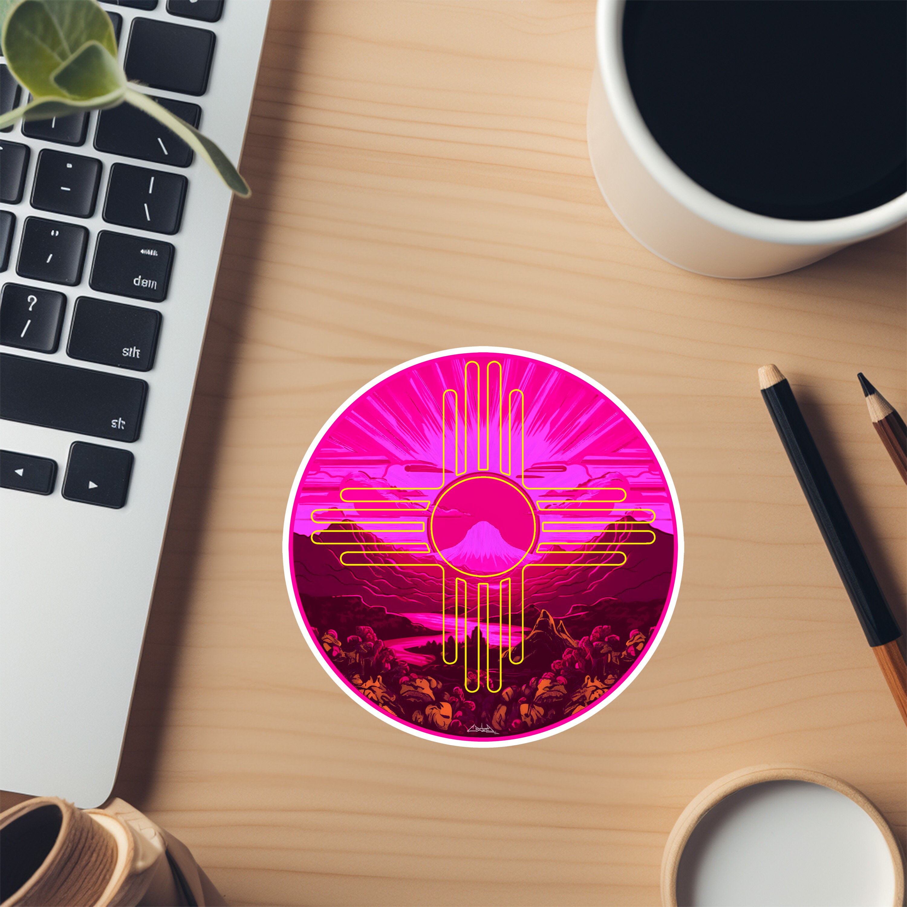 Zia Sun Sticker Zia Symbol Vivid Custom Stickers All Vivid - Etsy