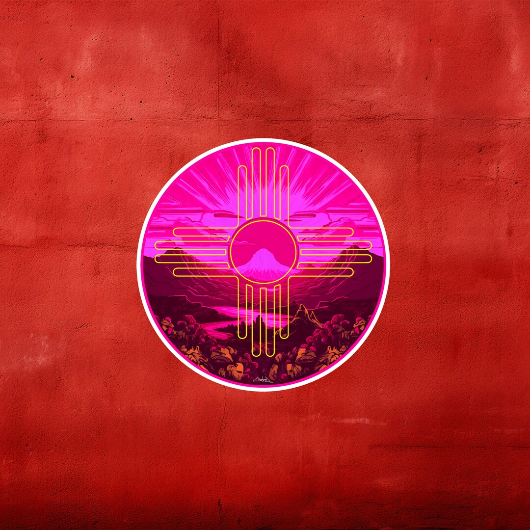 Zia Sun Sticker Zia Symbol Vivid Custom Stickers All Vivid - Etsy