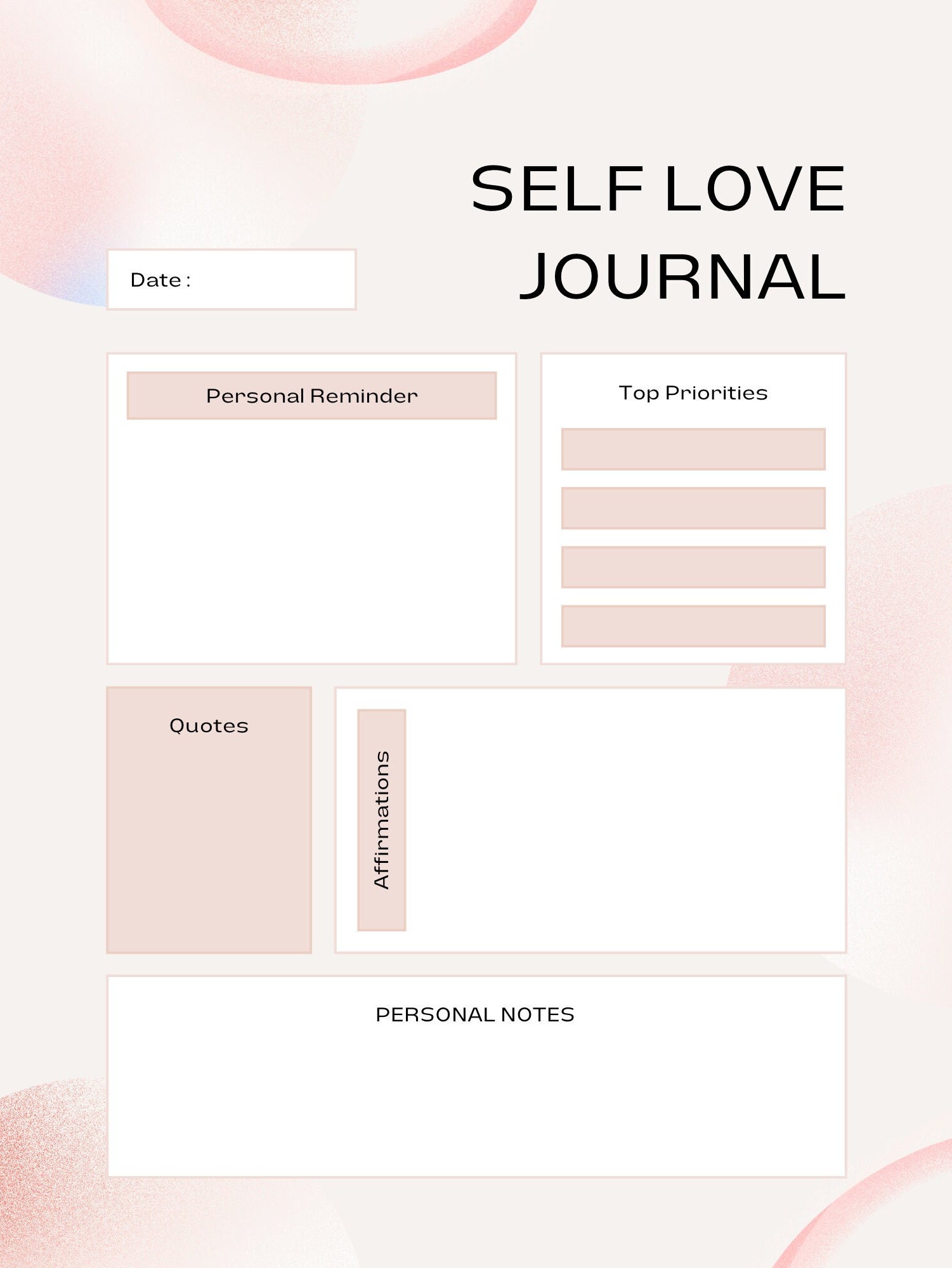 Daily Self Love Journal Printable Download, Instant Download, Daily ...