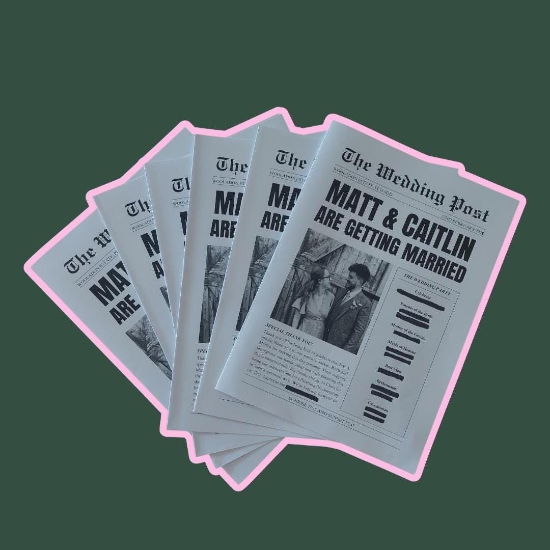 Personalized Wedding Newspaper: Custom Map & Trivia - Physical Print - Etsy