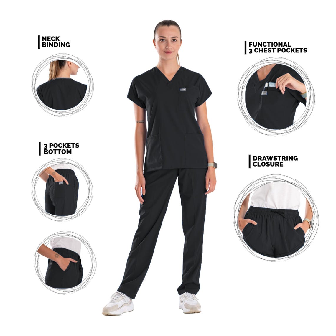 Personalised Medical Uniforms and Scrubs Set, Embroidered Medical Scrub ...
