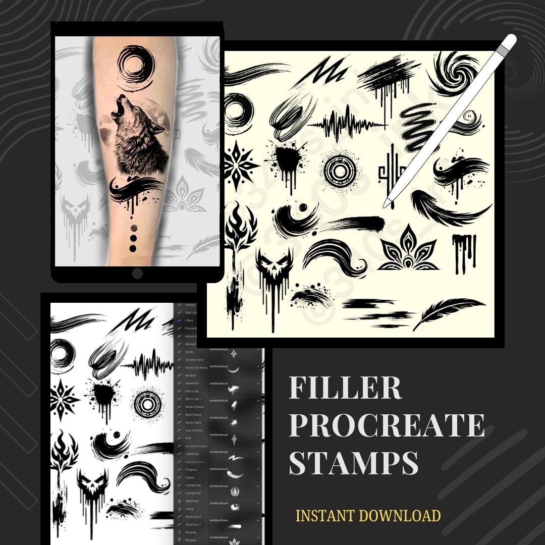 Filler Procreate Stamps, Brush Stokes, Abstract, Tattoo Fillers, Ink ...