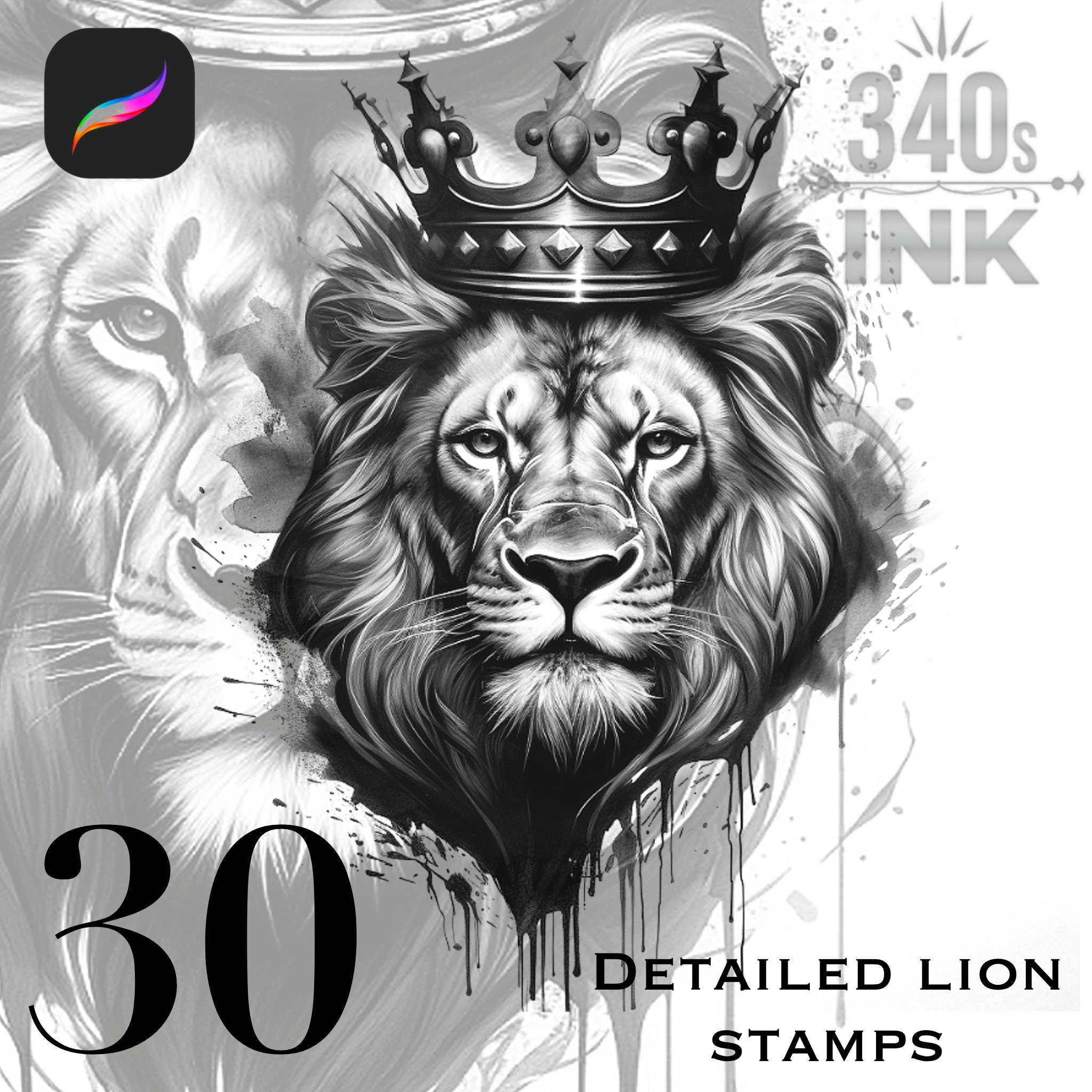 Detailed Lion Procreate Stamps, Realism Brushes - Etsy