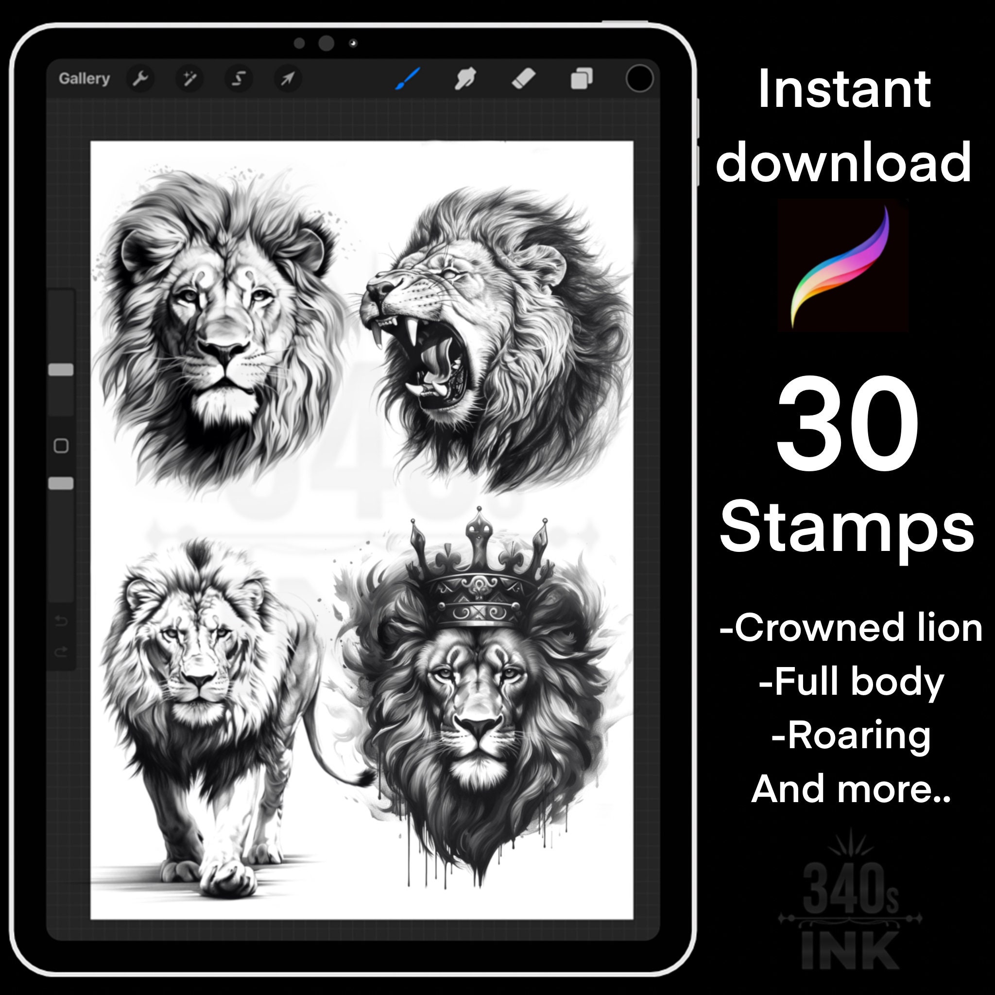 Detailed Lion Procreate Stamps, Realism Brushes - Etsy