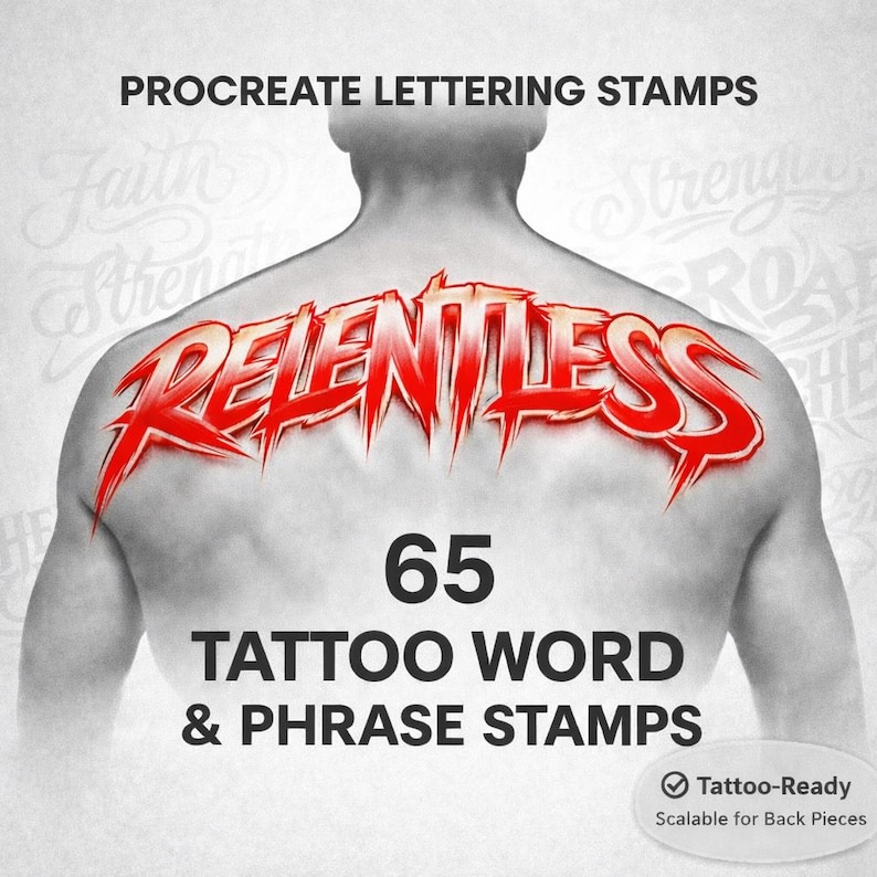 Procreate Lettering Stamp Bundle, Bold Words Phrases for Tattoos ...