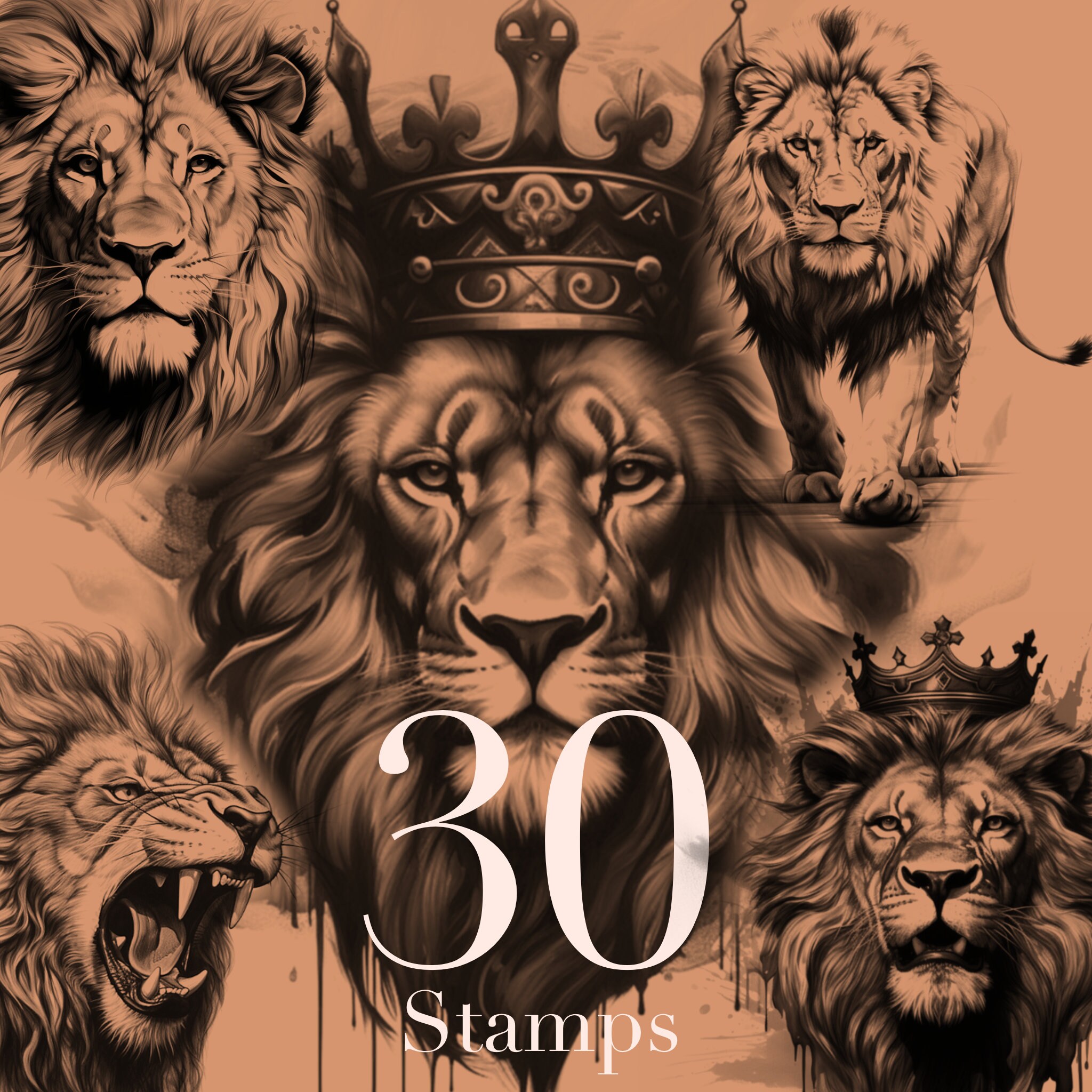 Detailed Lion Procreate Stamps, Realism Brushes - Etsy