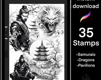 SAMURAI PNG Warrior Svg Line Art Tattoo Japanese Clipart - Etsy
