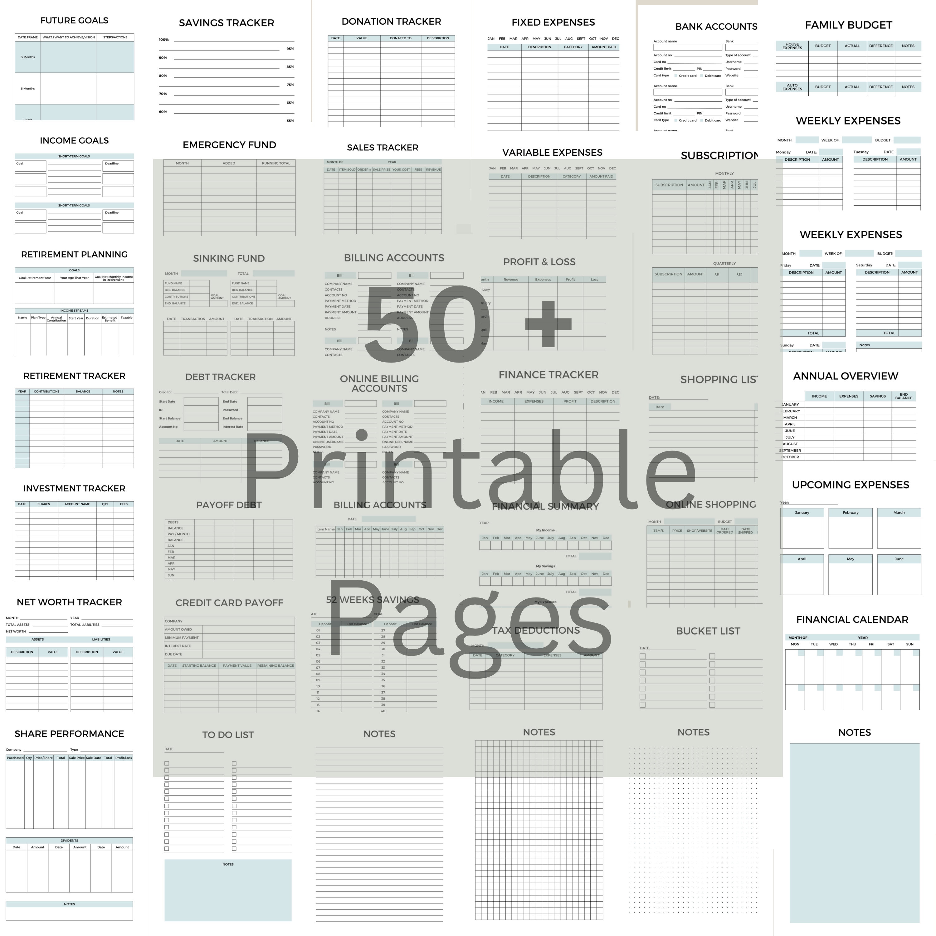 Budget Printable Pdf Goodnotes Savings Goals Financial Planner Pdf - Etsy