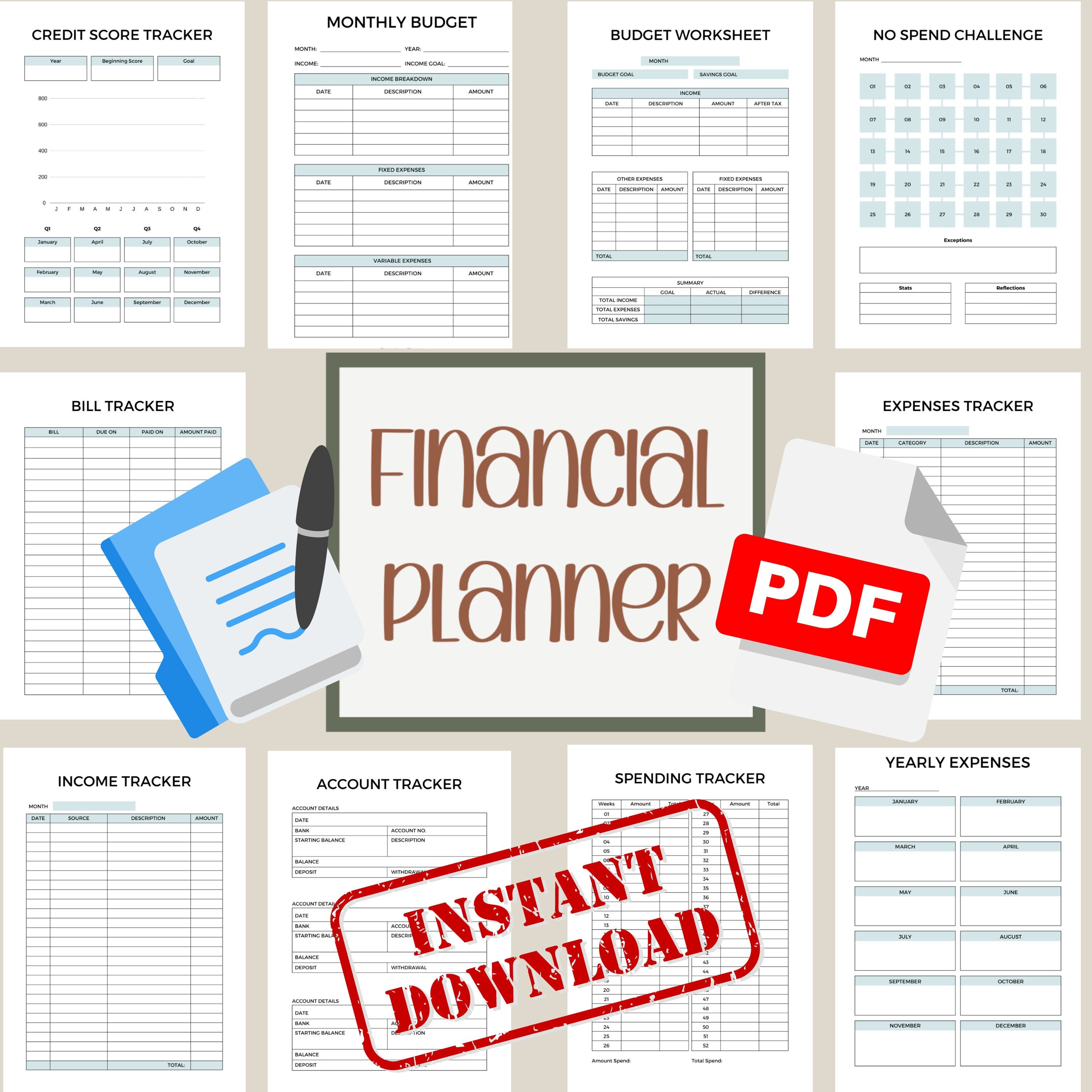 Budget Printable Pdf Goodnotes Savings Goals Financial Planner Pdf - Etsy