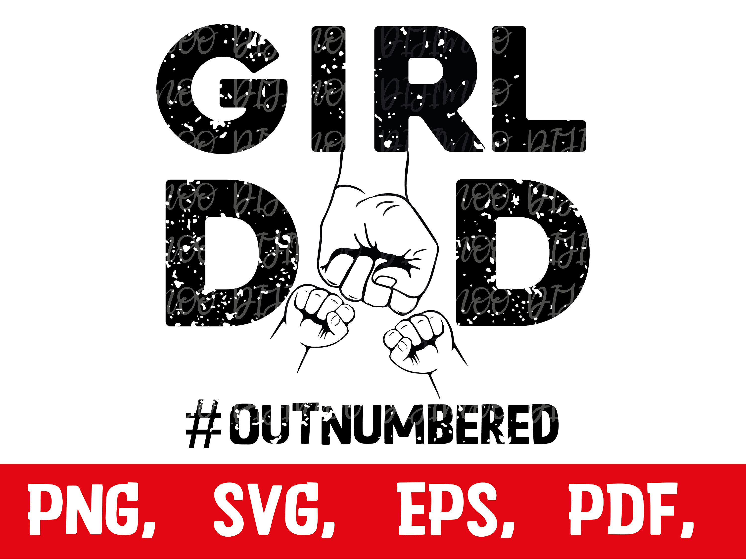 Girl Dad Outnumbered Fathers Day From Wife Daughter Svg Png, Gift for ...