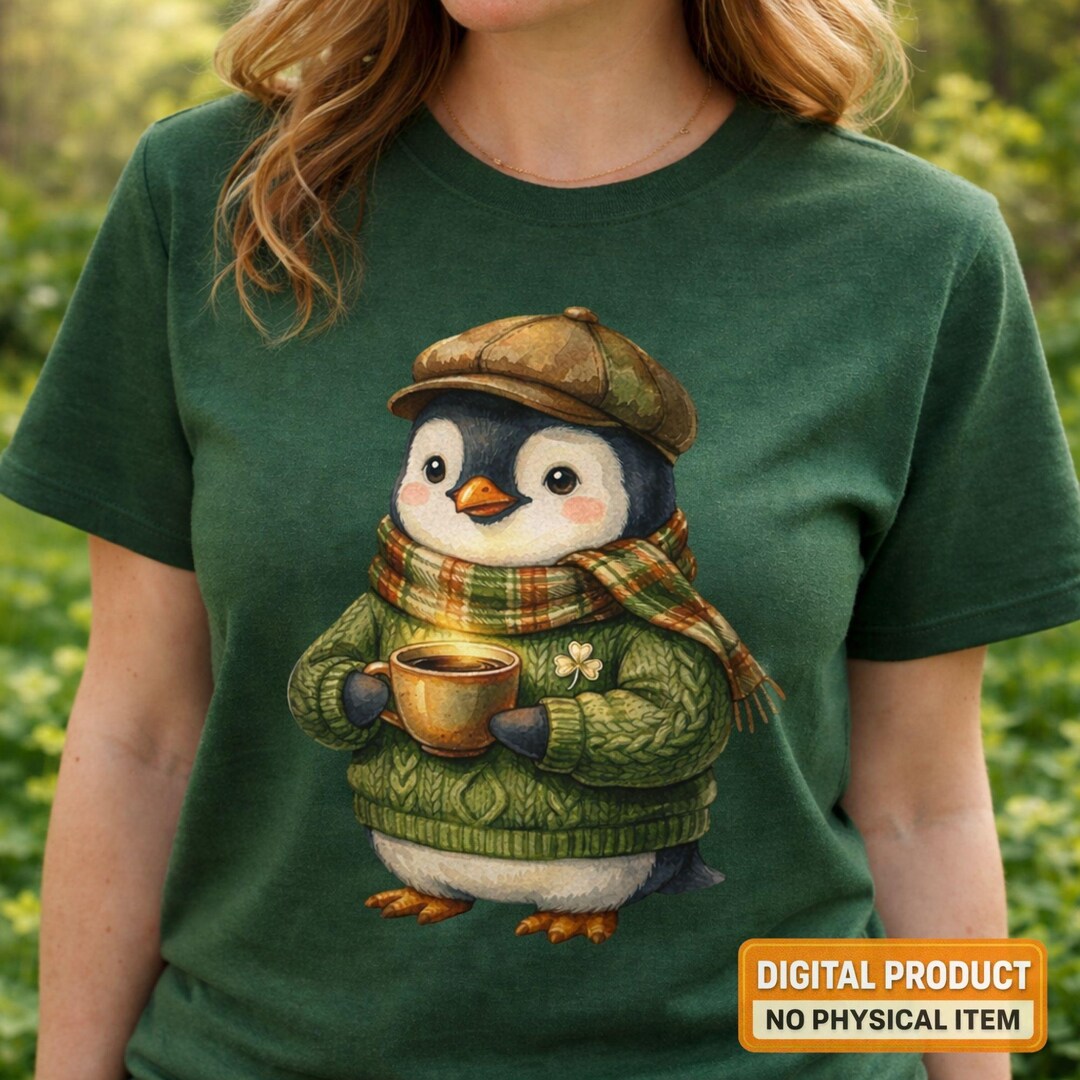 Lucky Penguin St Patricks Day PNG, Cute Irish Penguin Sublimation ...