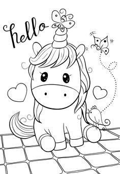 Children's Coloring Book 16 Page Cute Baby Unicorn Lili - Etsy