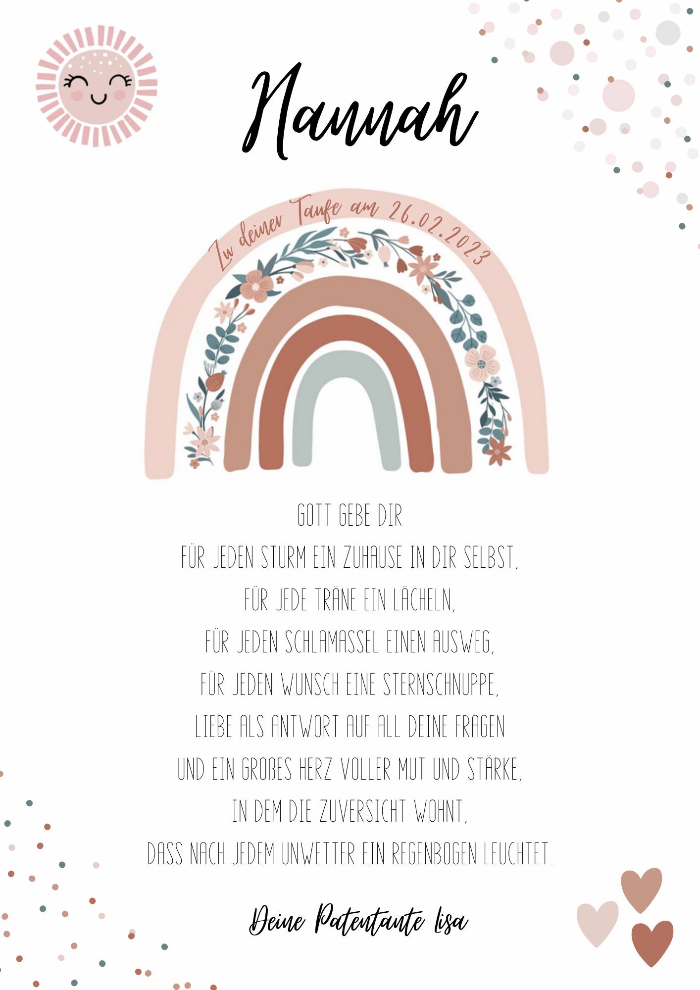 Godparent Letter Baptism Rainbow hannah Gift Baptism Godchild ...