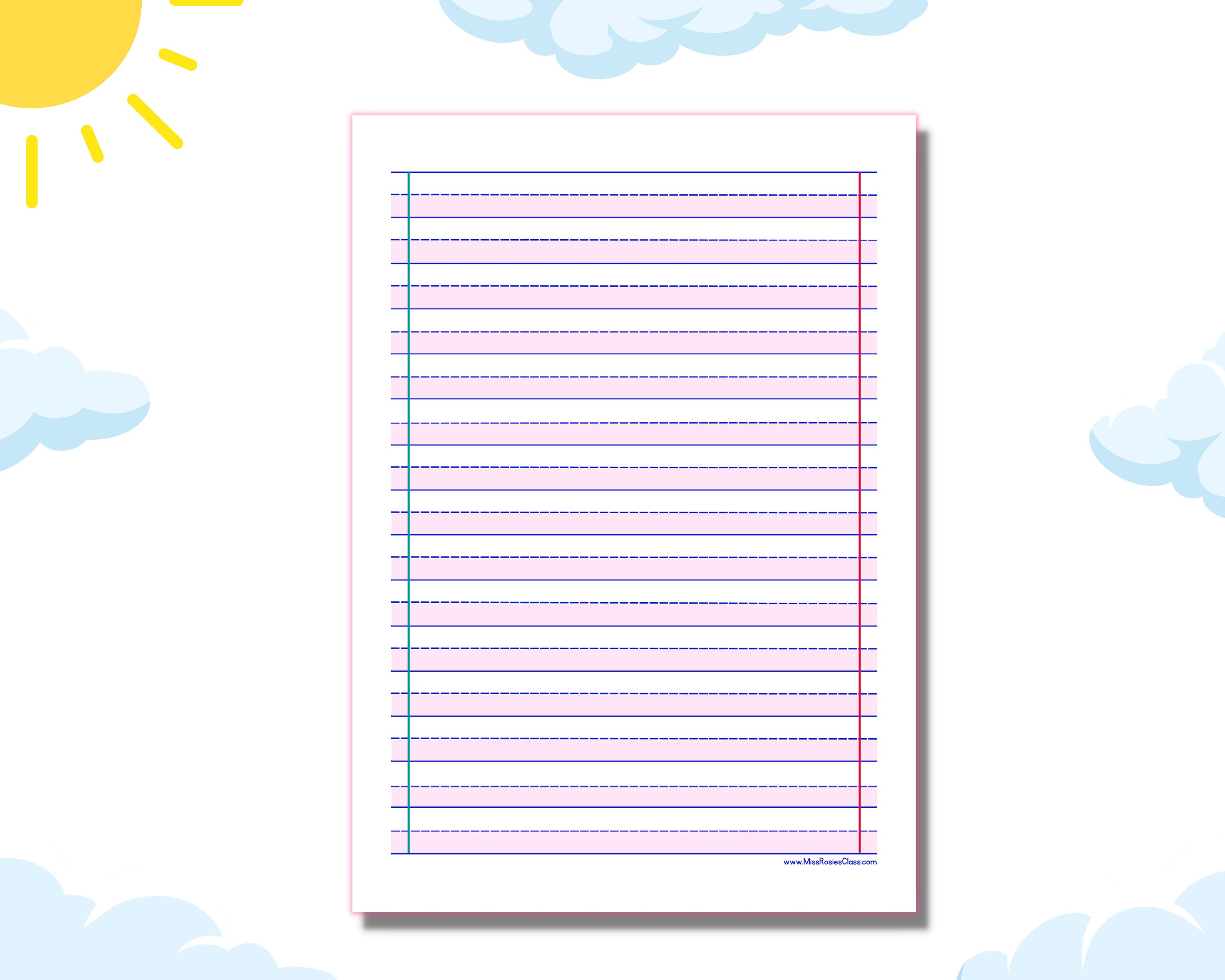 Writing Practice Paper PDF. Highlighted Adaptive Lined Pages. - Etsy