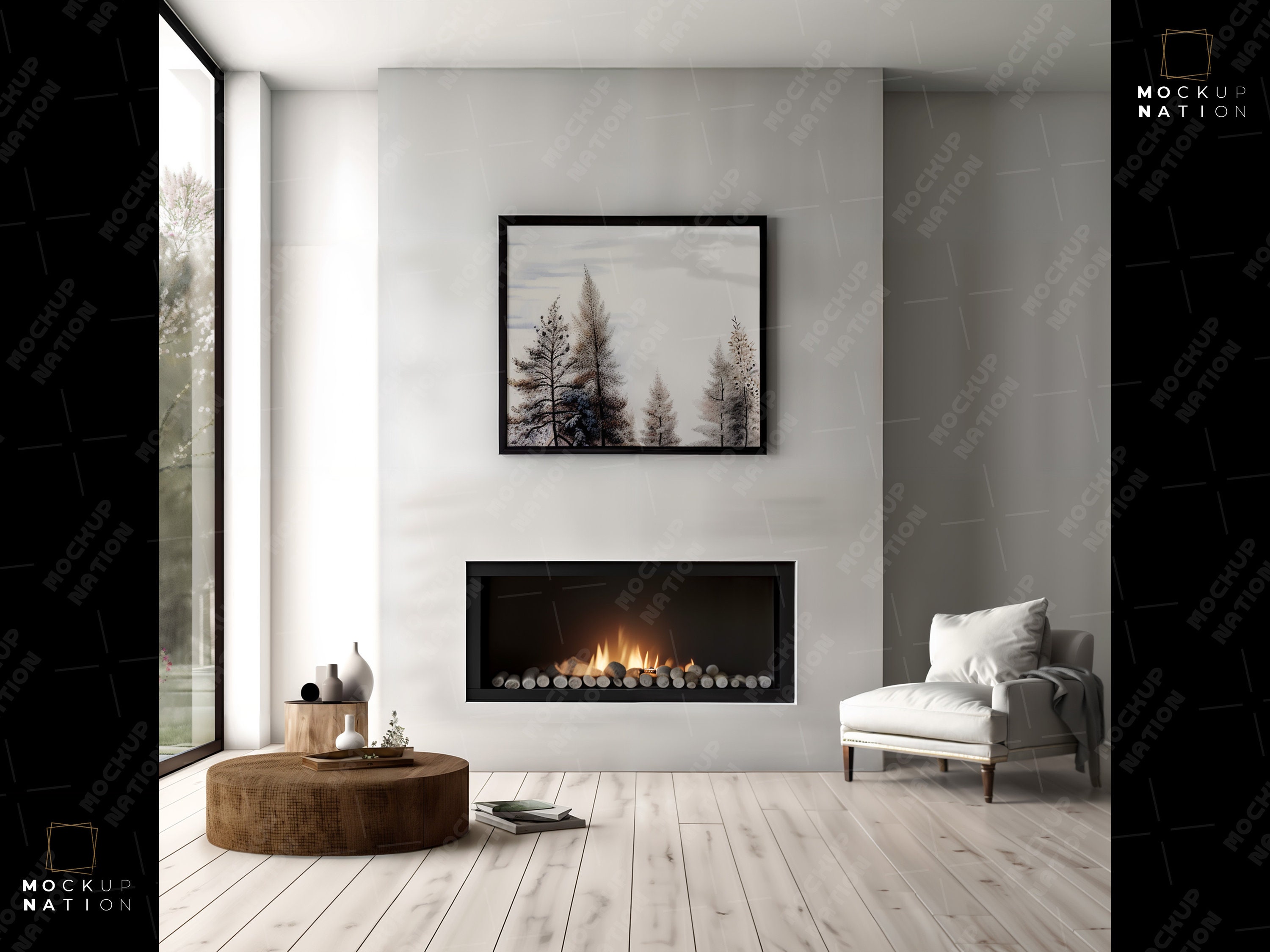 29 Fireplace Frame Mock up Fireplace Living Room Frame Mockup Bundle ...