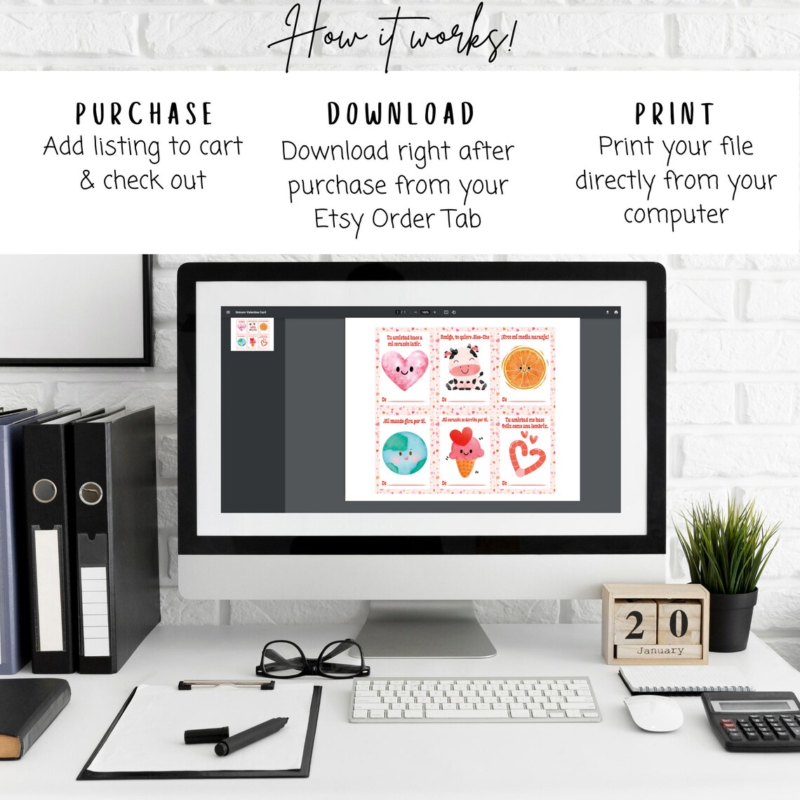 Spanish Valentine's Printable Cards - Instant Download - Dual Language ...