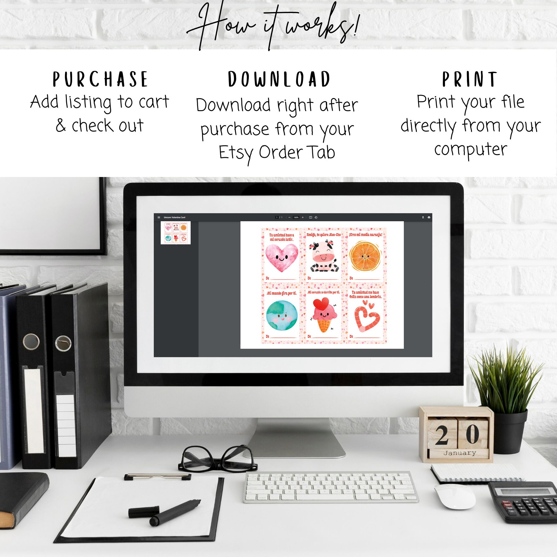 Spanish Valentine's Printable Cards - Instant Download - Dual Language ...