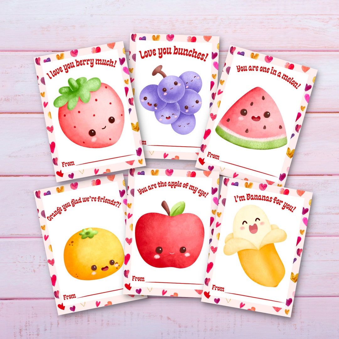 Berry & Fruits Friends Valentine's - Instant Download - Printable Card ...