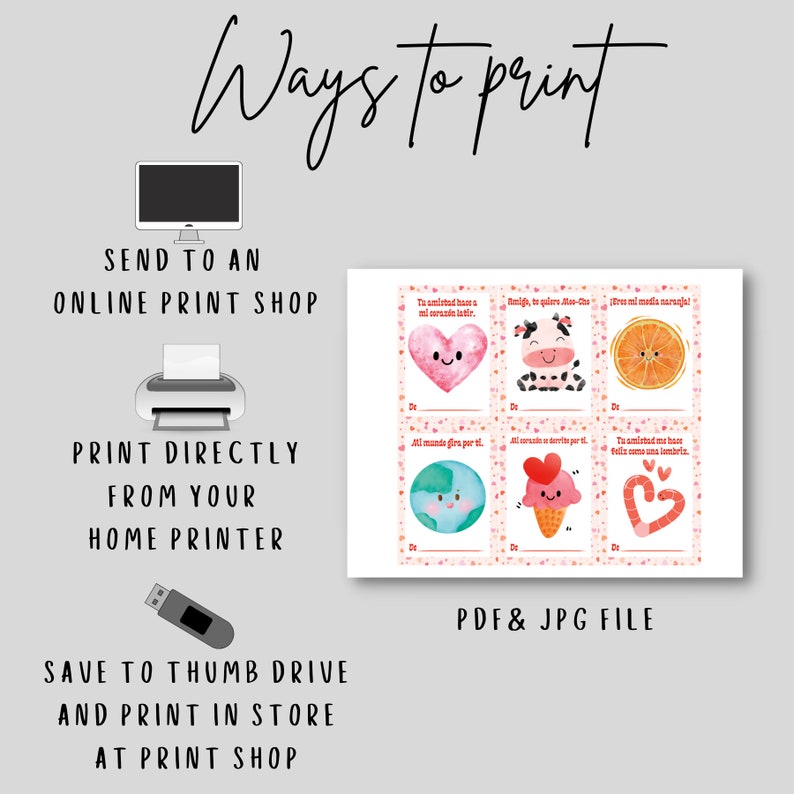Spanish Valentine's Printable Cards - Instant Download - Dual Language ...
