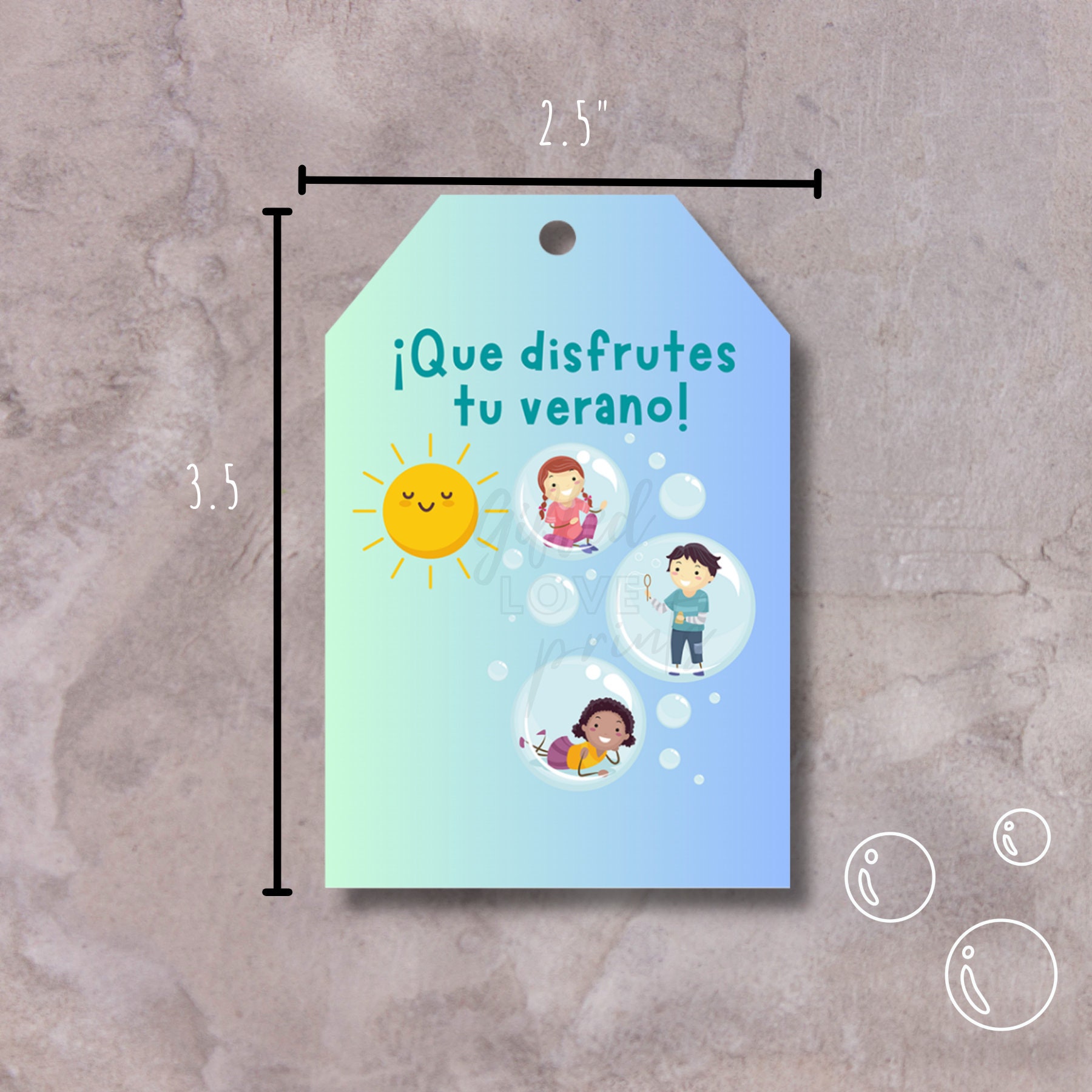 Dual Language Summer Bubble Tags for Students - Instant Download - DLI ...