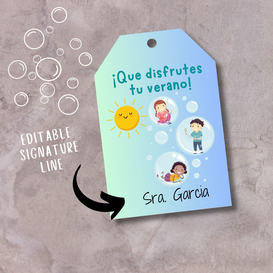 Dual Language Summer Bubble Tags for Students - Instant Download - DLI ...