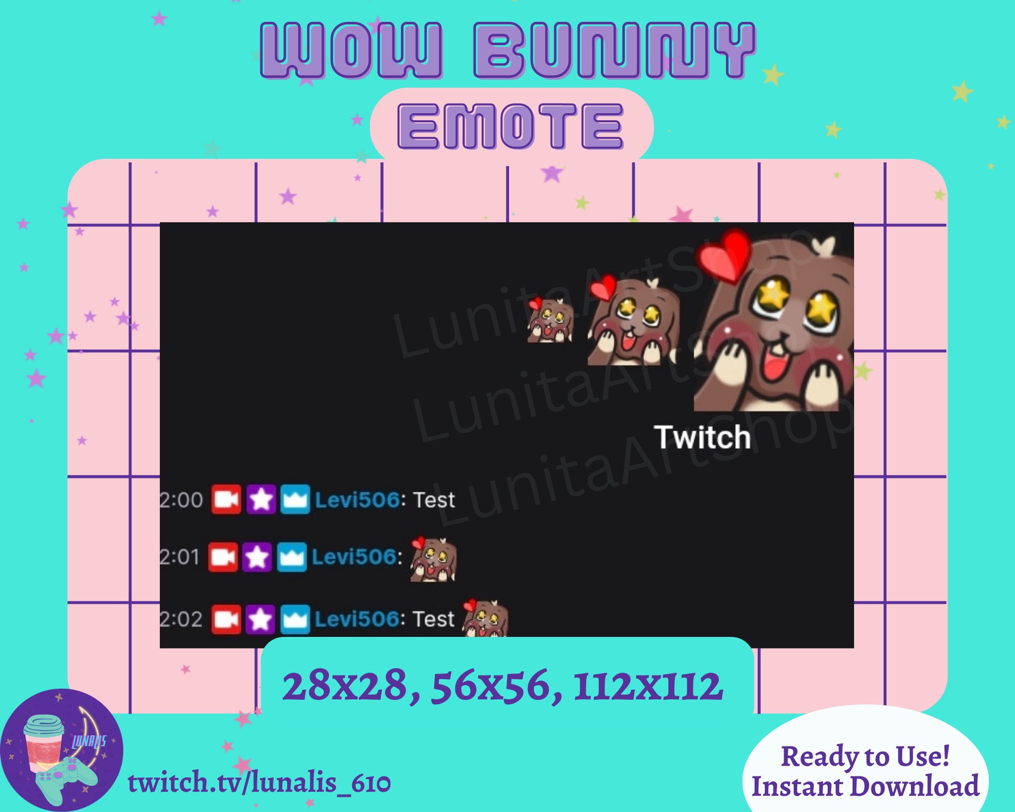 Bunny Rabbit Emote for Twitch, Discord, Youtube | Wow Emote, Bunny ...
