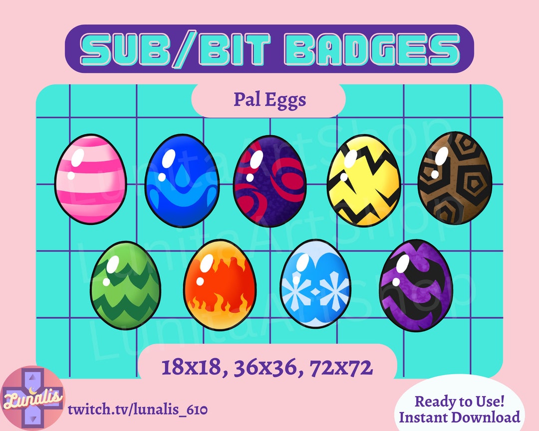 Pal Eggs Sub Bit Badges for Twitch | Palworld Eggs Subscriber Badges, Palworld Bit Badges ...