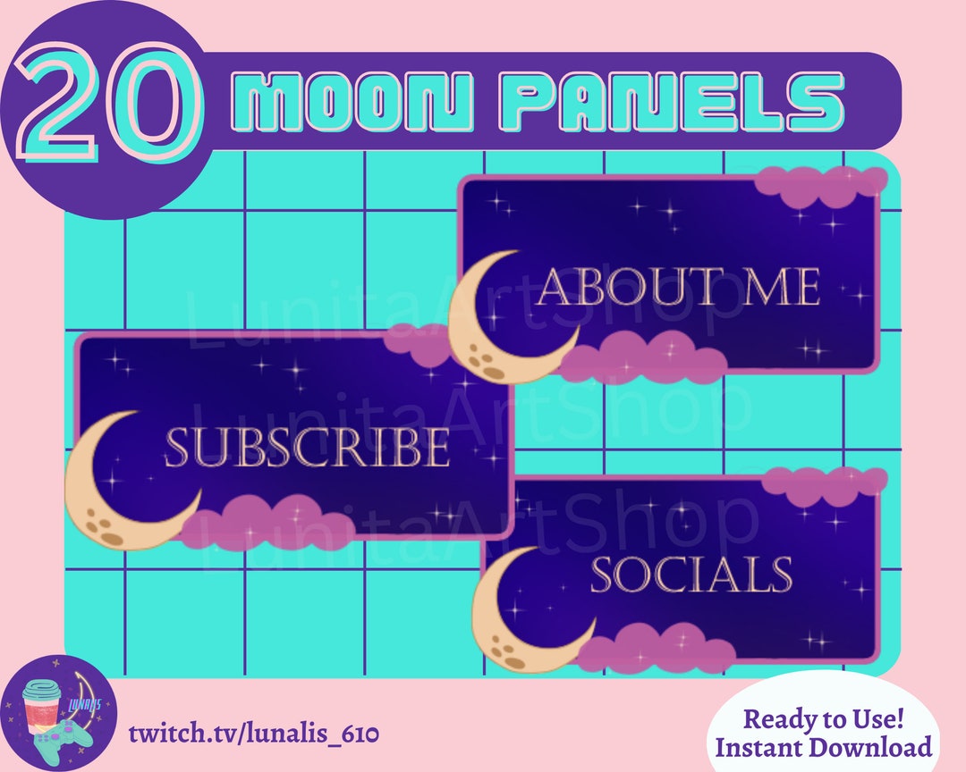 20x Moon Panels for Twitch Moon, Night Sky Panels, Cute Panels for ...