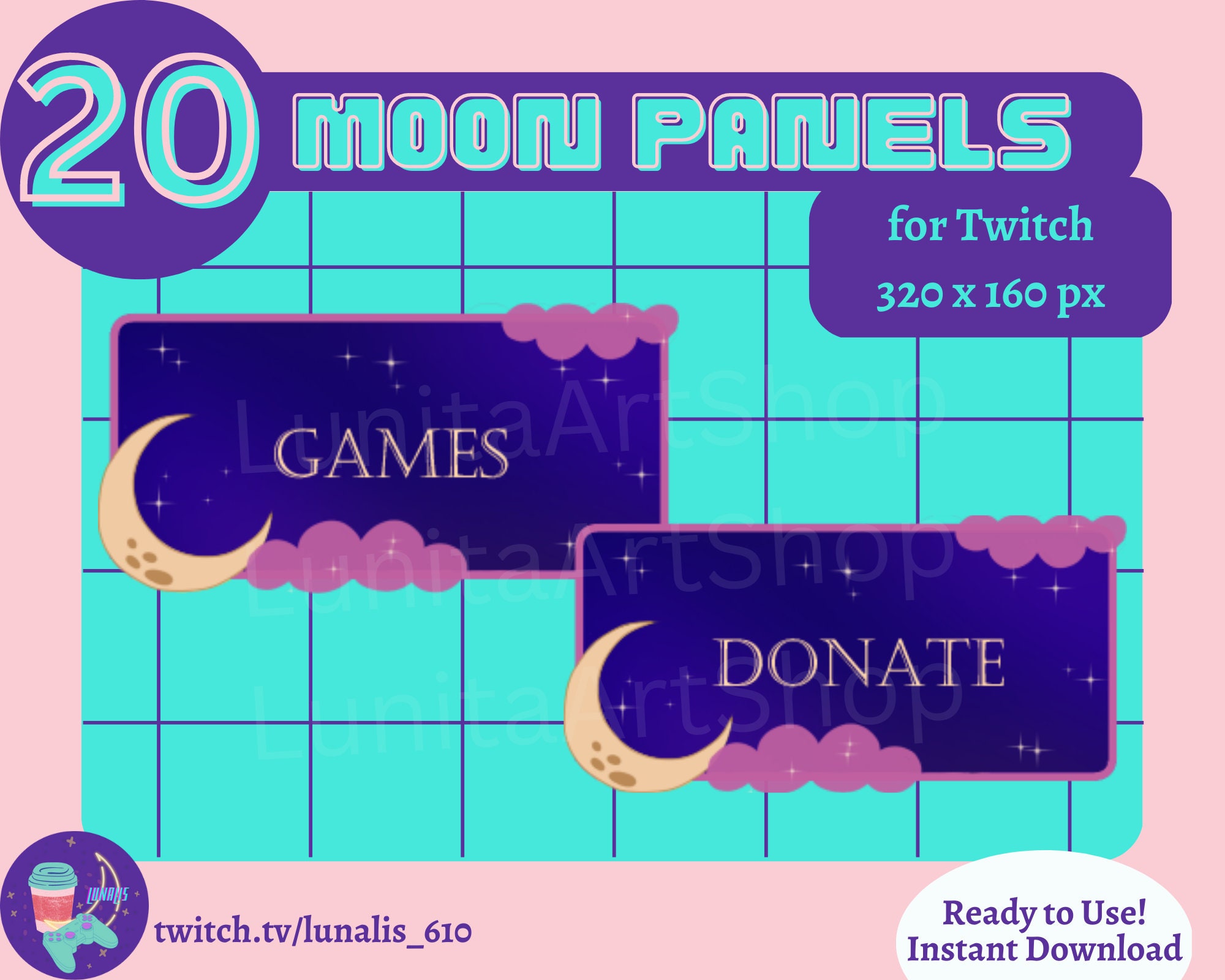 20x Moon Panels for Twitch Moon, Night Sky Panels, Cute Panels for ...